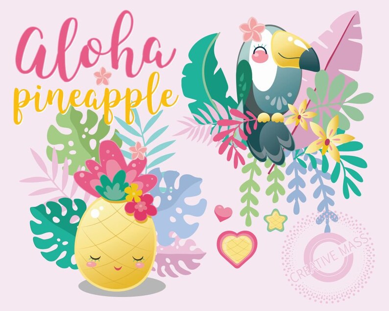 Pineapple Clipart: Tropical Summer Illustration (PDF PNG EPS) - Etsy