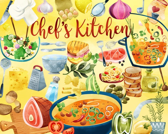 Cooking Clipart Illustration Kitchen Dinner Cooking - Etsy