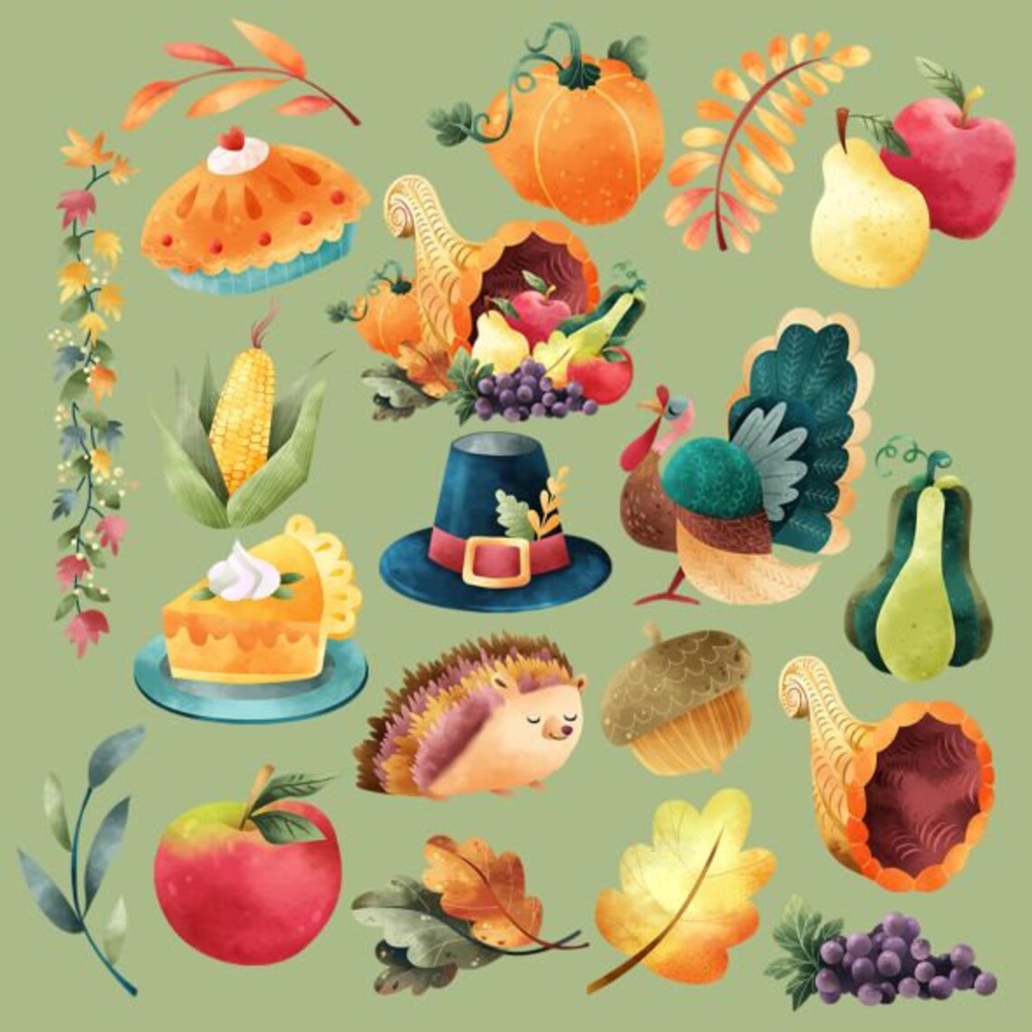 Thanksgiving Clipart Illustration Fall Autumn Pumpkin Turkey Harvest ...