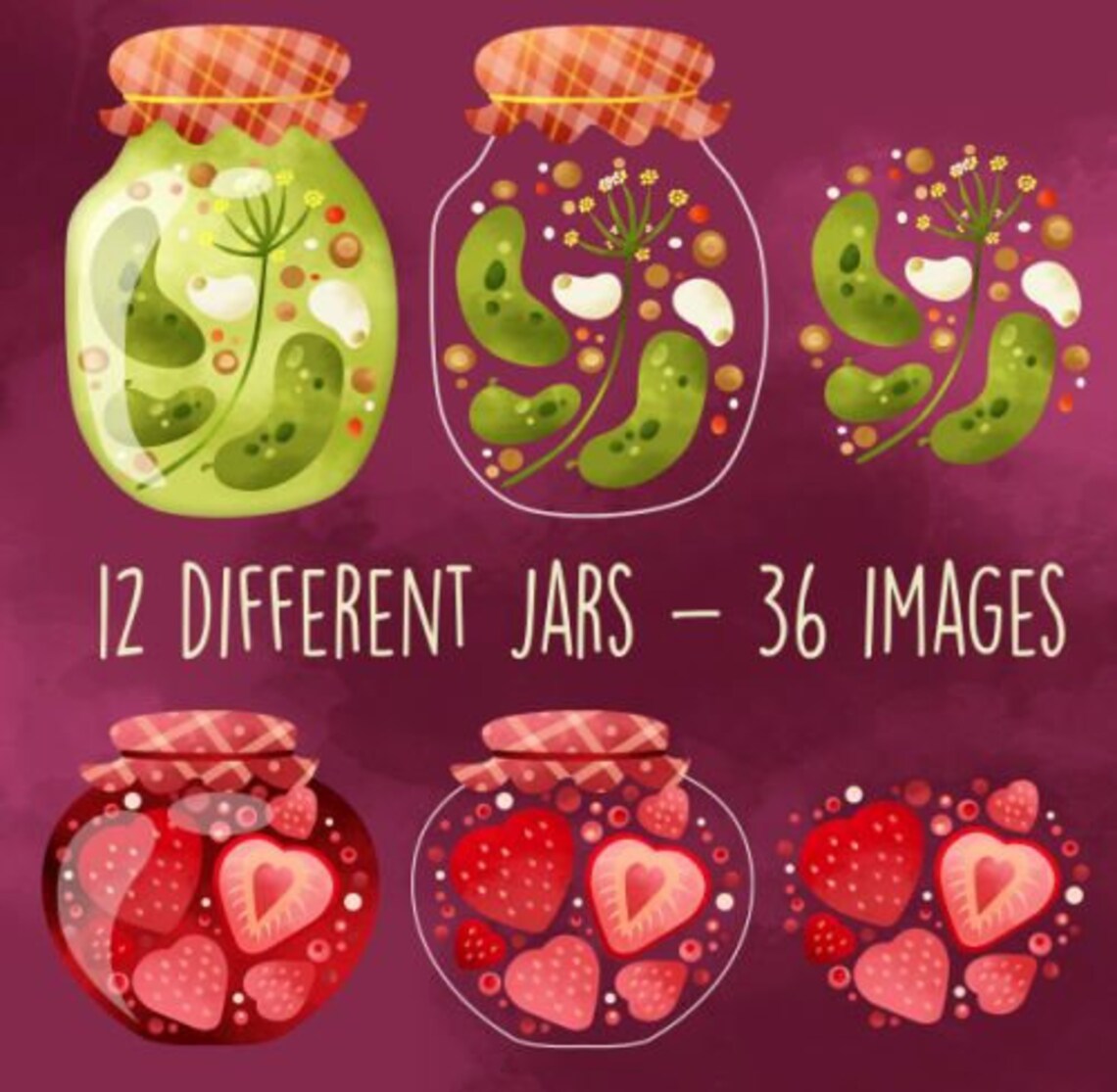 Canning Clip Art Food Preservation Illustration Watercolor - Etsy