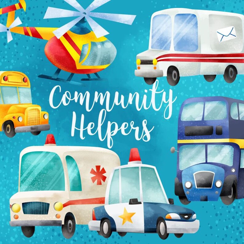 Community Vehicles Clip Art: Town Transportation Illustrations (PNG ...