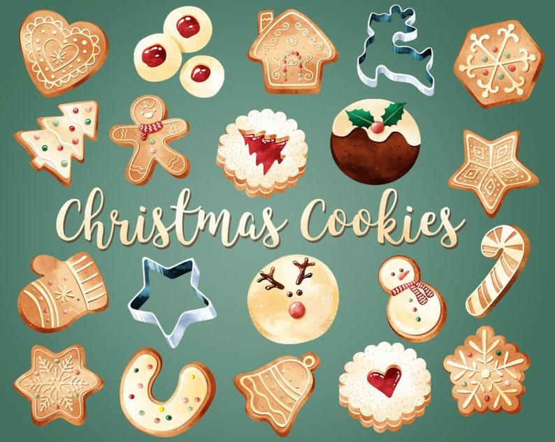 Watercolor Christmas Cookies Clipart - Christmas Gingerbread ...