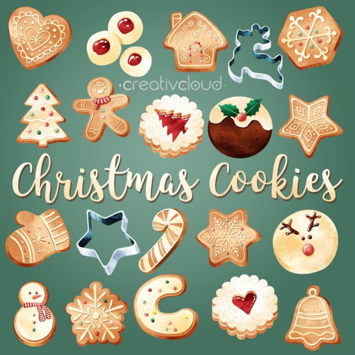 Watercolor Christmas Cookies Clipart - Christmas Gingerbread ...