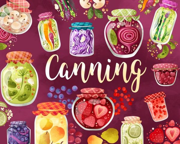 Canning Clip Art Food Preservation Illustration Watercolor - Etsy