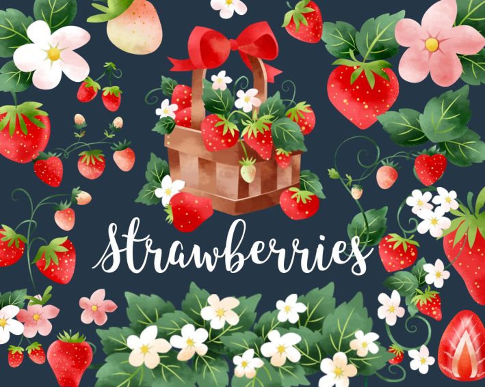 Strawberry Clipart Illustration Strawberries Summer - Etsy