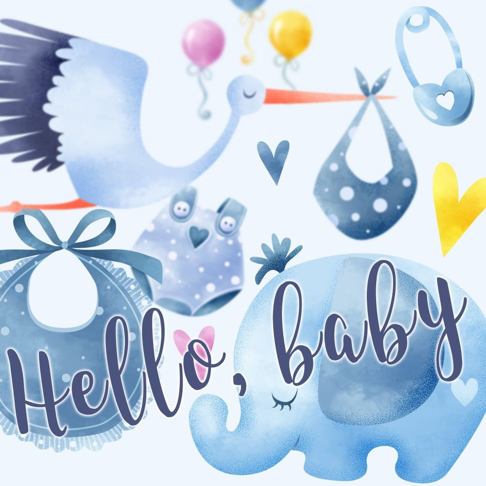 Baby Boy Clipart: Blue Newborn Illustrations (PNG, Commercial Use) - Etsy