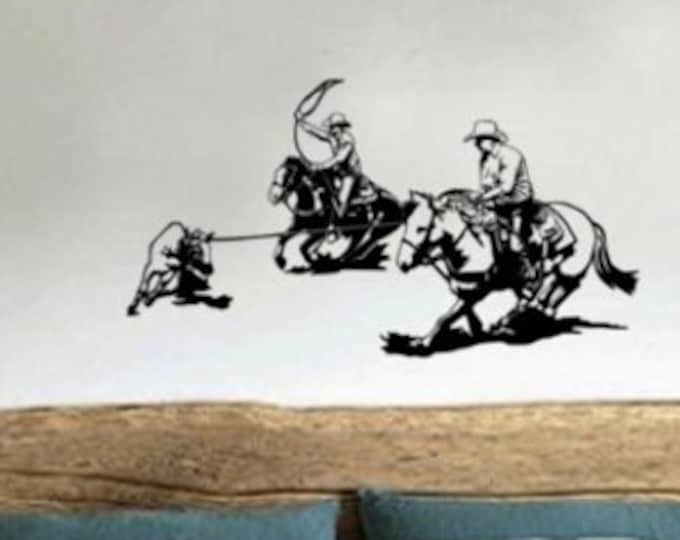 Horse Team Roping-vinyl Wall Decal-horse Decal-rodeo Team - Etsy