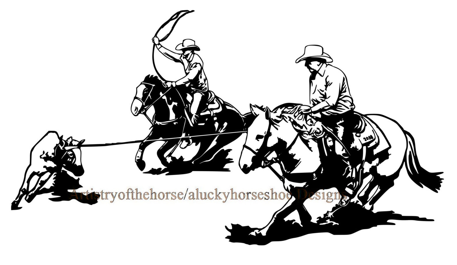 Horse Team Roping-Vinyl wall decal-Horse decal-Rodeo Team | Etsy