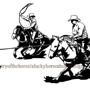 Horse Team Roping-vinyl Wall Decal-horse Decal-rodeo Team Roping-36 X ...