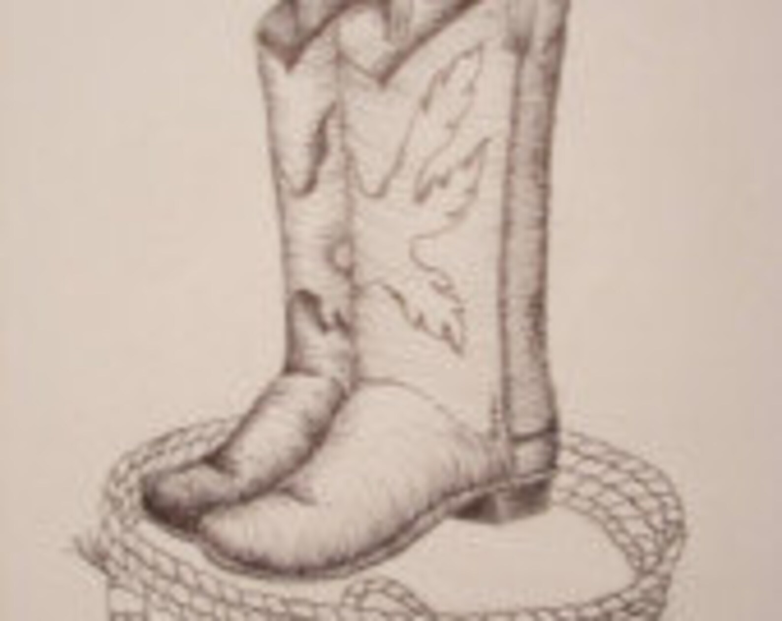 Print Pen and Ink Drawing of Cowboy Boots and Rope 81/2 - Etsy