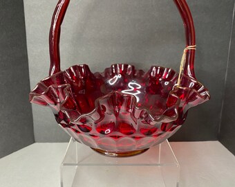 Ruby Red Fenton Basket - Etsy
