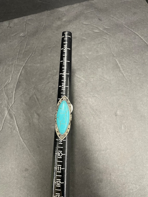 Vintage Sterling Silver Turquoise Statement Ring - Gem