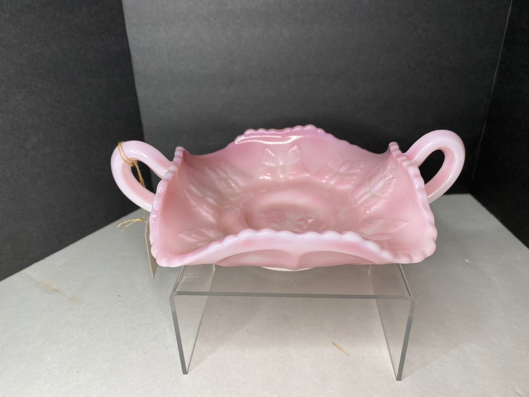 Fenton Light-pink Butterfly Pattern Basket - Etsy