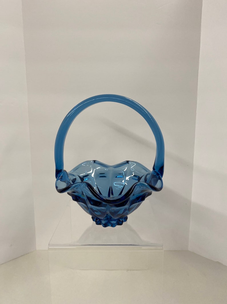 Fenton Blue Thumbnail Pattern Basket 701 - Etsy