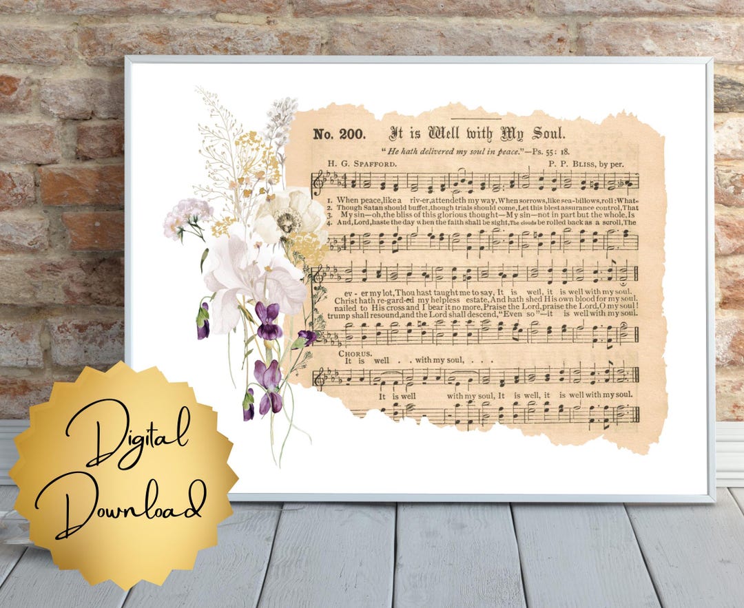 Digital Download "it is Well With My Soul" Hymn Lyrics | Antique Paper ...