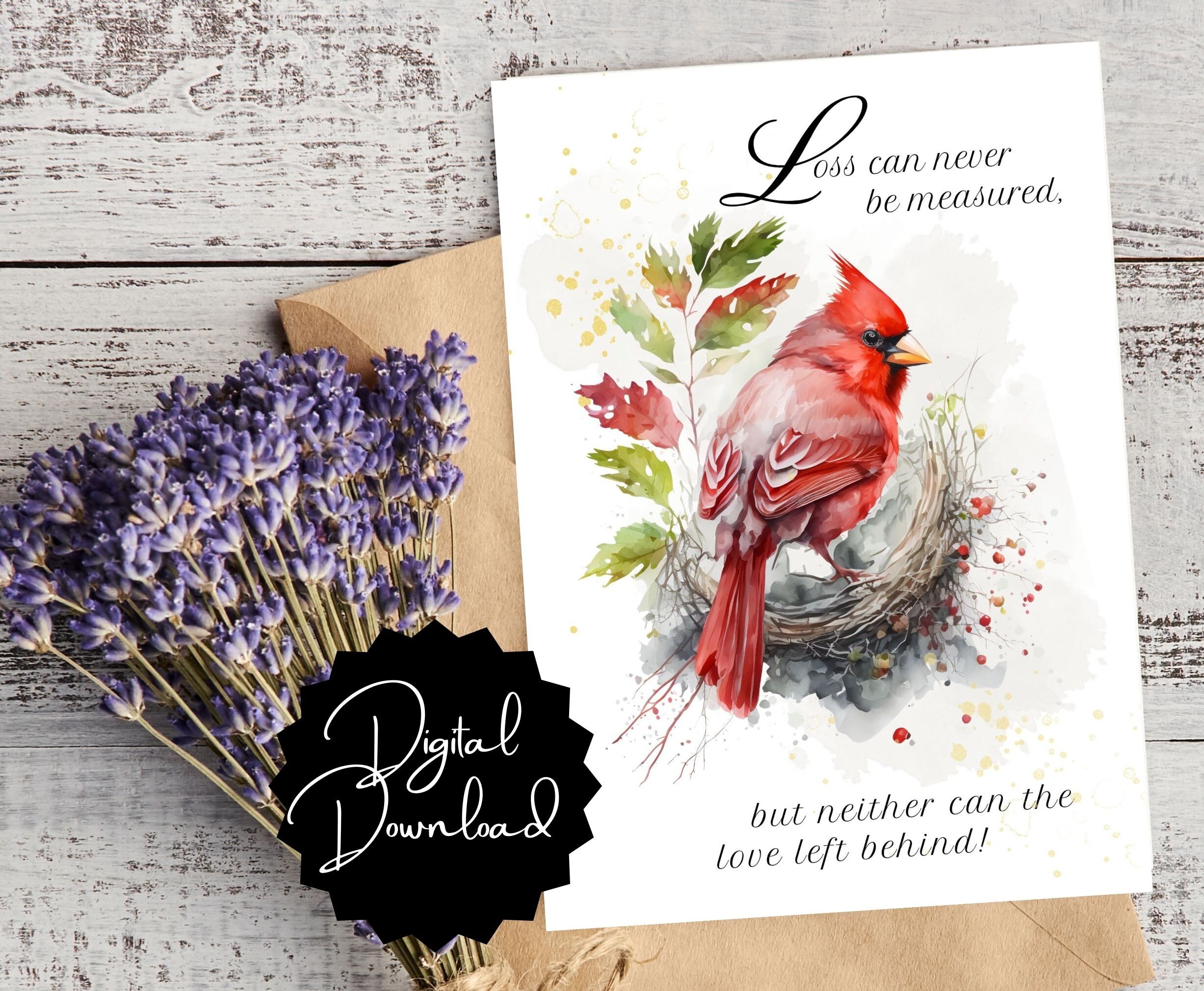 Cardinal Sympathy Card – Printable Condolence Card (PDF) - Etsy