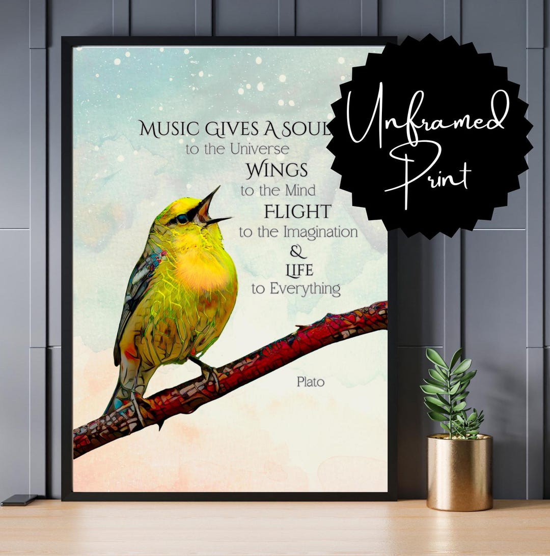 Plato Music Quote Print – Singing Bird Wall Art - Etsy