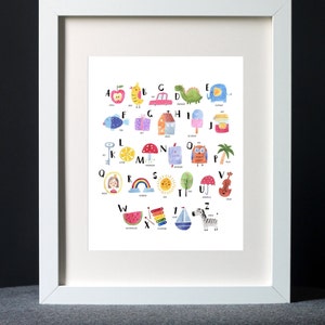 Cute Colorful Alphabet Poster for Home or Classroom Featuring ...