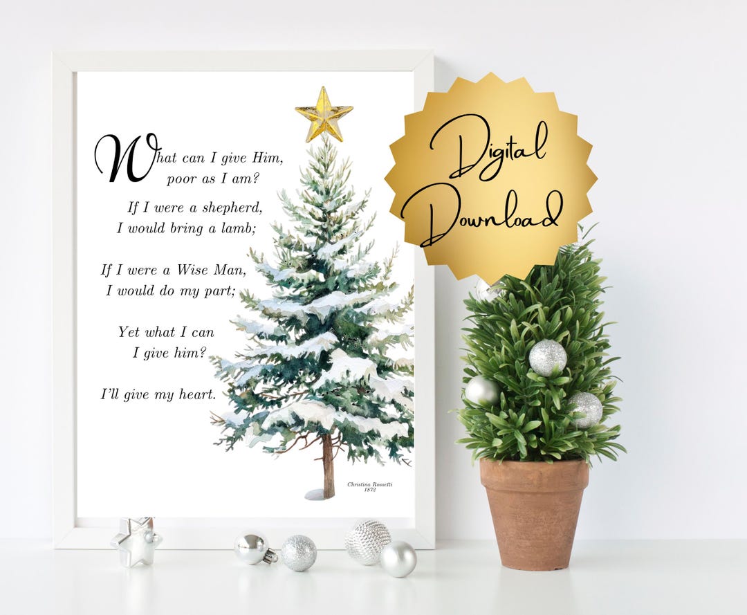 Watercolor Christmas Carol Print, Christian Poem, Winter Decor (digital ...