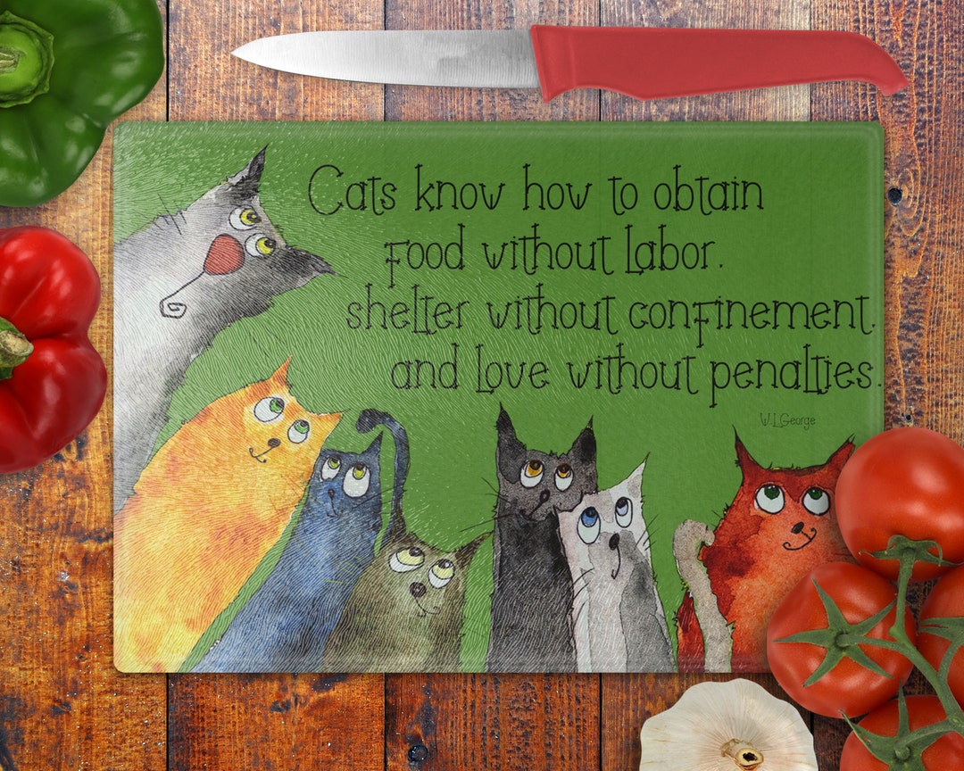 Cutting Board Funny Cat Tempered Glass 5 Colors & 2 Sizes cats Know How ...