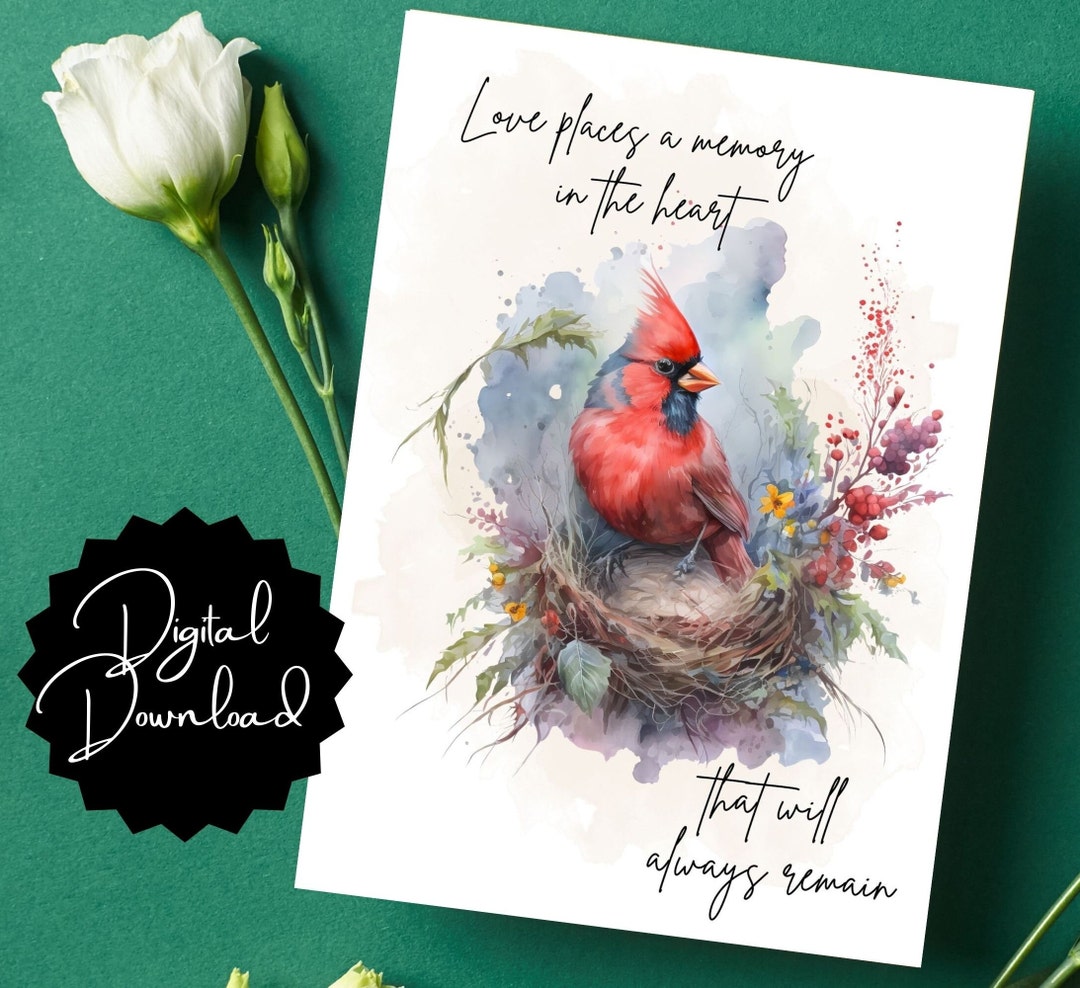 Condolence Card – Watercolor Cardinal (digital Download) - Etsy