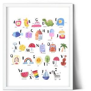 Cute Colorful Alphabet Poster for Home or Classroom Featuring ...