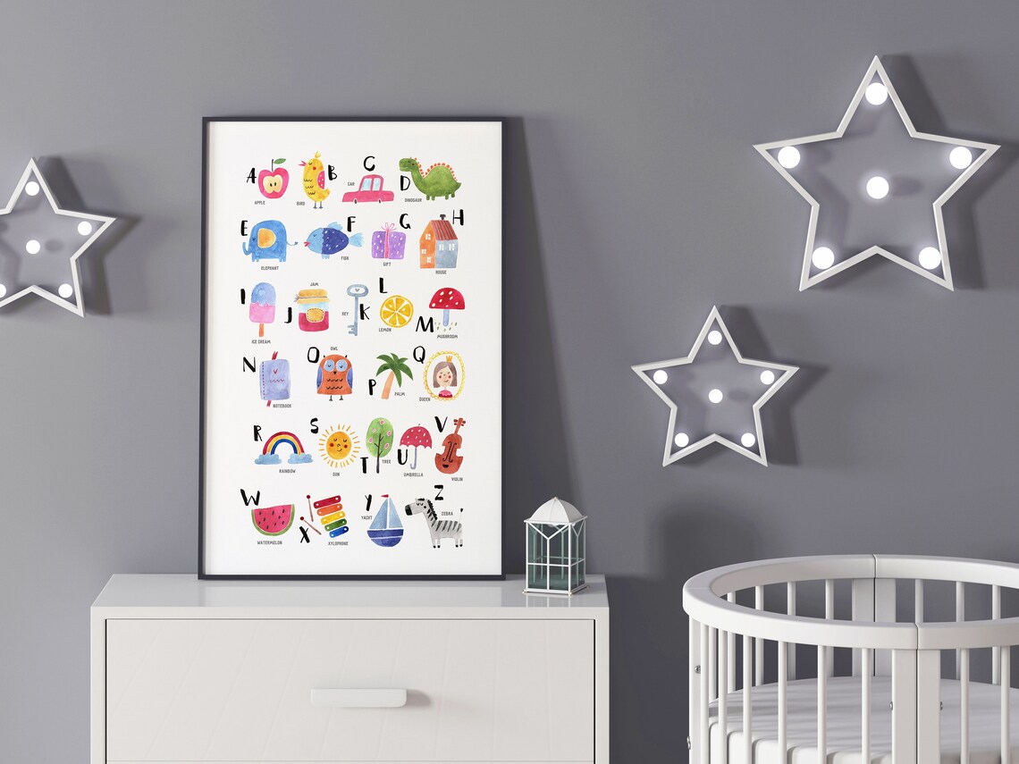 Cute Colorful Alphabet Poster for Home or Classroom Featuring - Etsy
