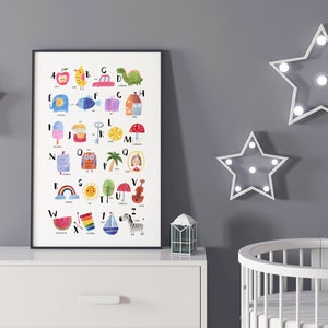 Cute Colorful Alphabet Poster for Home or Classroom Featuring ...