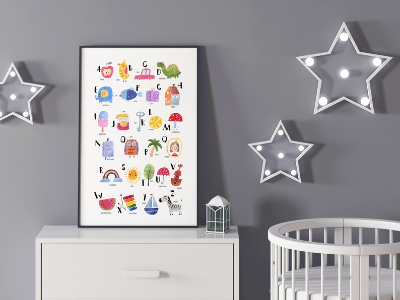 Cute Colorful Alphabet Poster for Home or Classroom Featuring - Etsy
