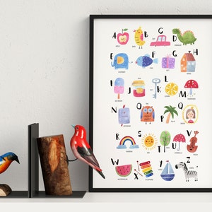 Cute Colorful Alphabet Poster for Home or Classroom Featuring ...