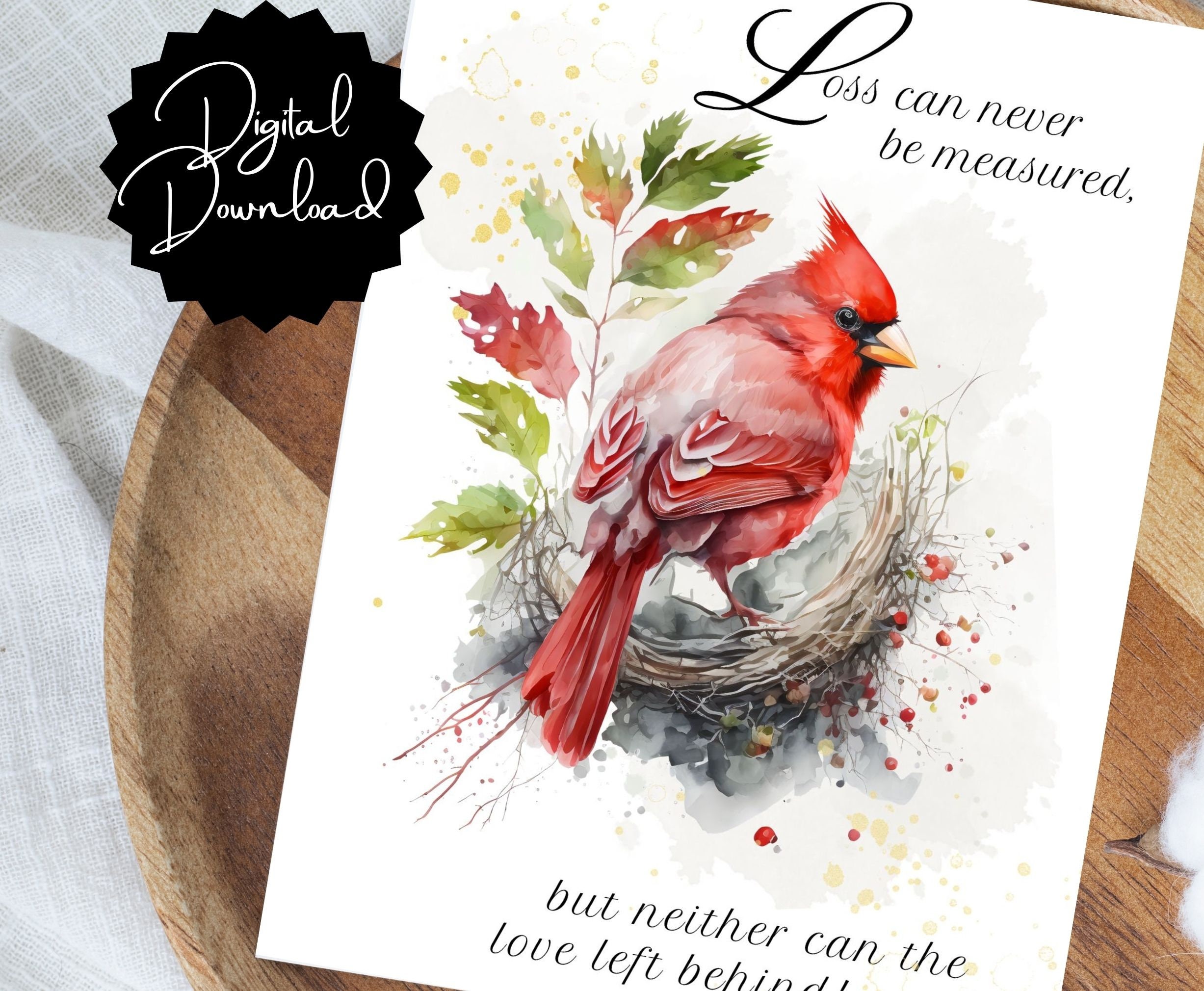 Cardinal Sympathy Card – Printable Condolence Card (PDF) - Etsy
