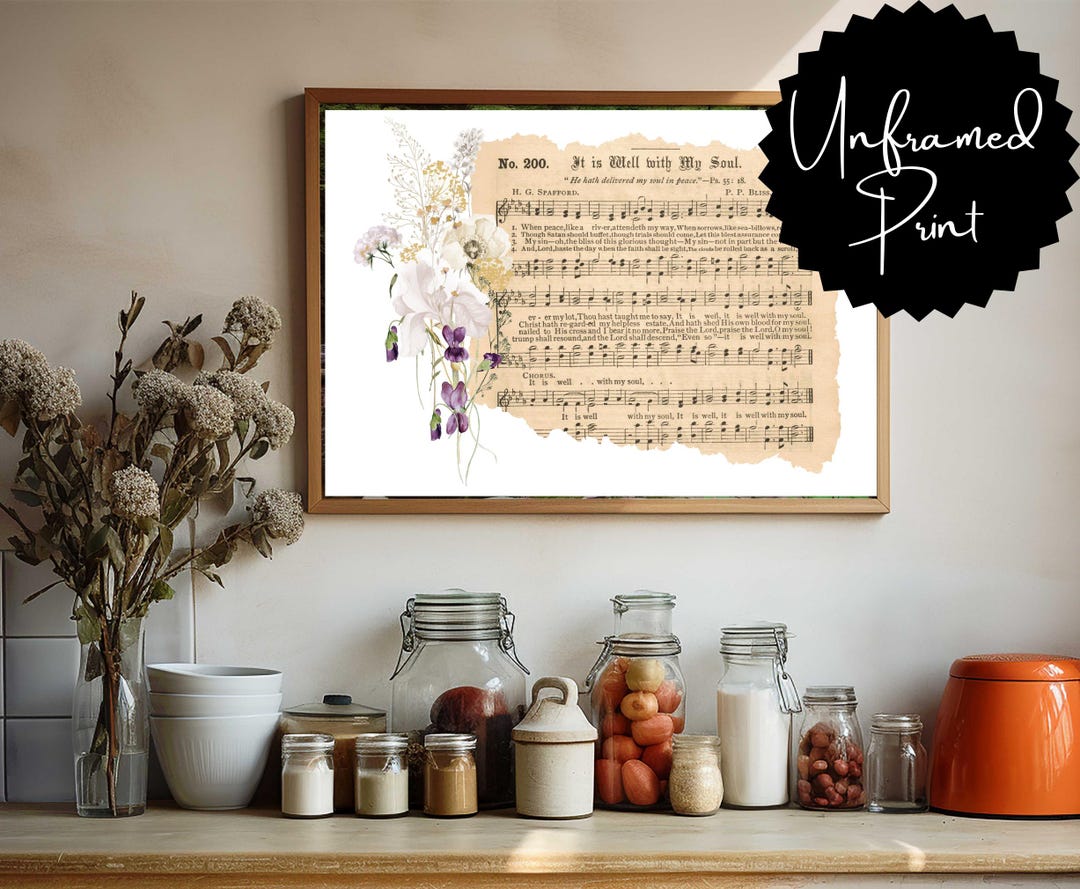 Printed (unframed) Image Gospel Hymn Page "it is Well With My Soul" or ...
