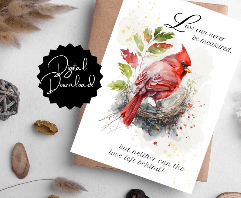 Cardinal Sympathy Card – Printable Condolence Card (PDF) - Etsy