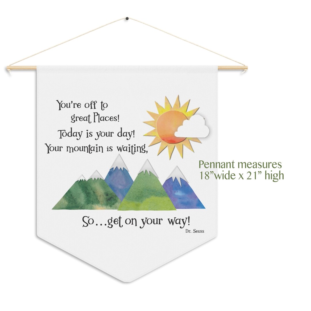 You're off to Great Places Dr. Seuss Quote Indoor Pennant for Bedroom ...