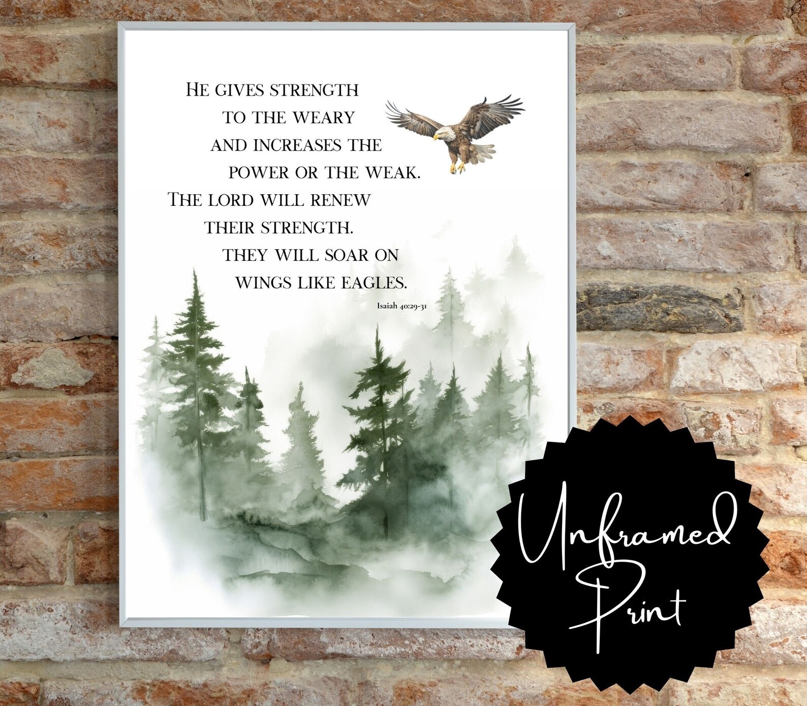 Printed (unframed) Excerpt From Isaiah 40:29-31 | He Gives Strength to ...