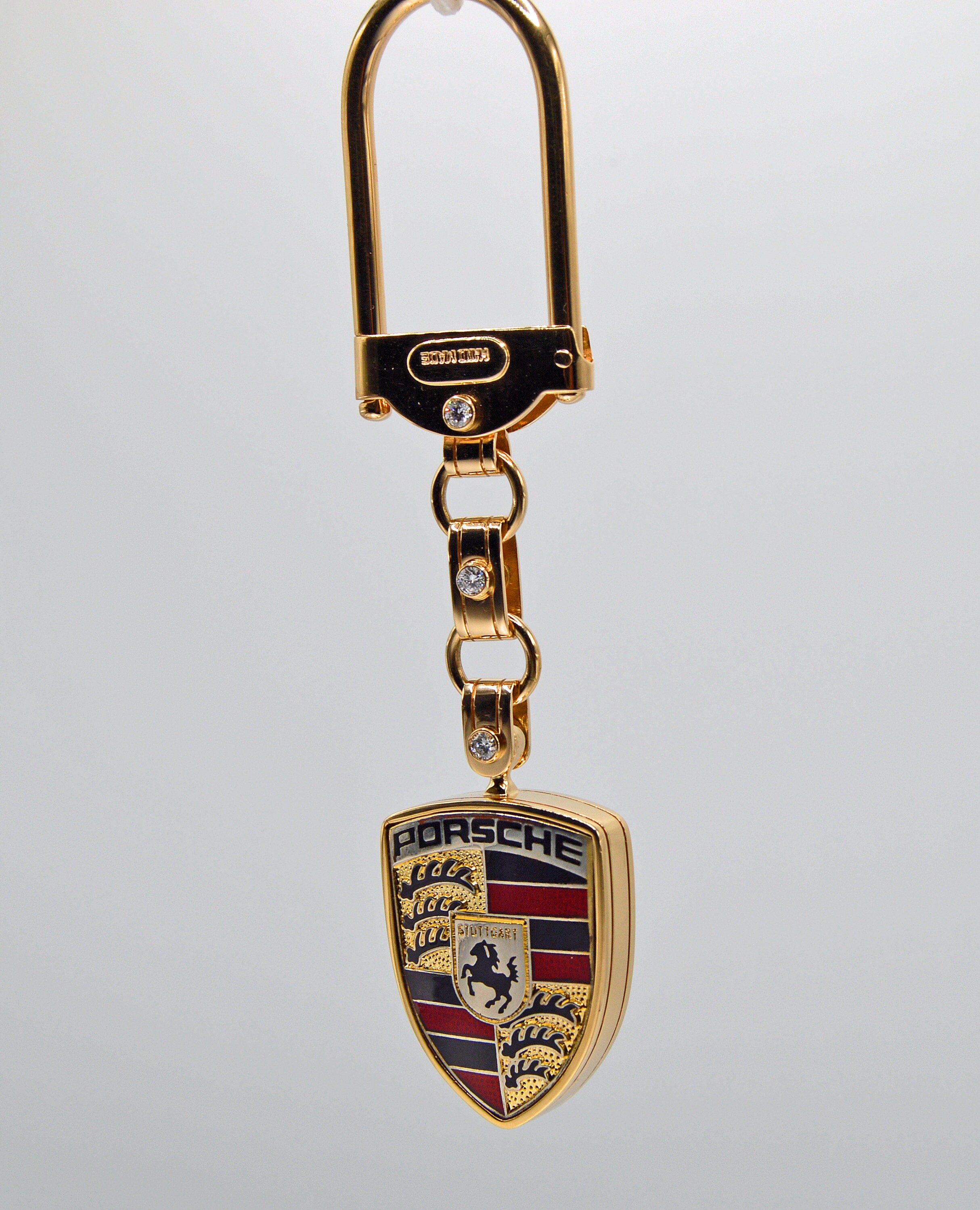 Keychain 18k Yellow Gold, Diamonds, Porsche Handcrafted - Etsy