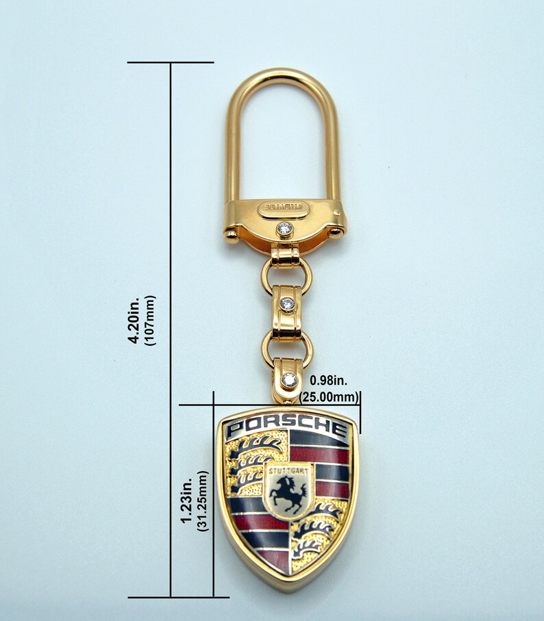 Keychain 18k Yellow Gold, Diamonds, Porsche Handcrafted - Etsy