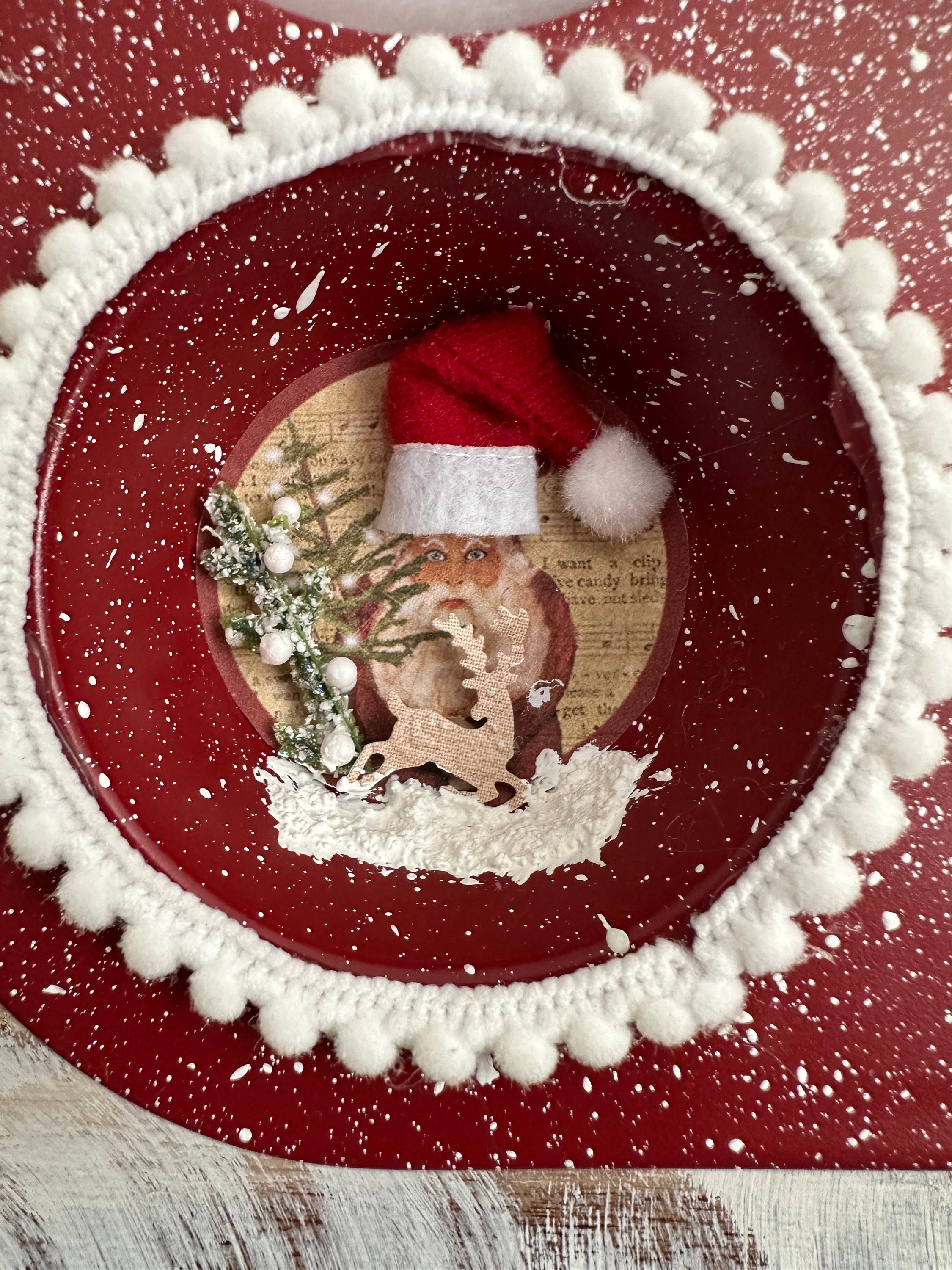 Primitive Merry Christmas Vignette Assemblage Upcycled Muffin Tin Snow ...