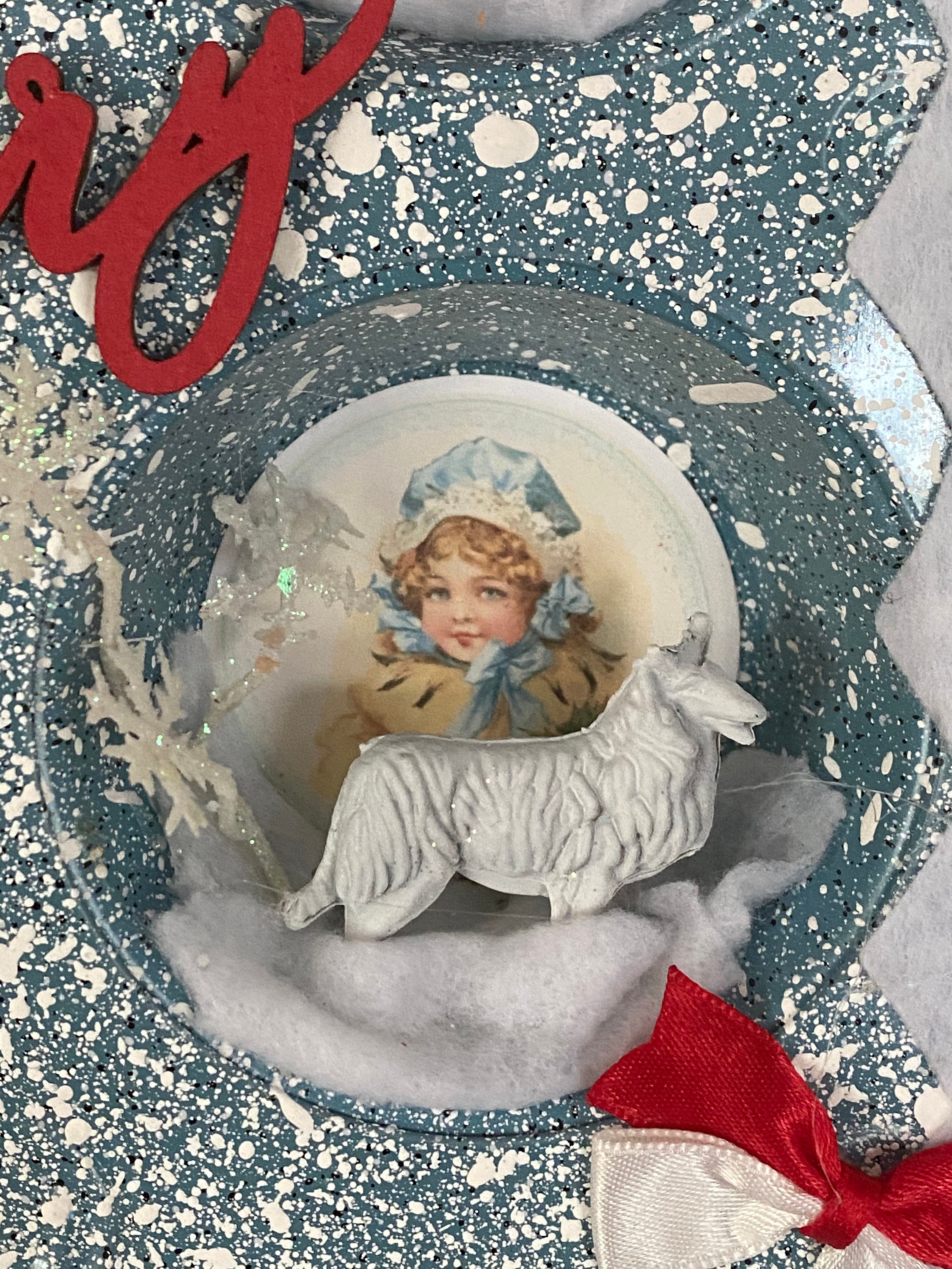 Primitive Merry Christmas Vignette Assemblage Upcycled Muffin Tin "snow ...