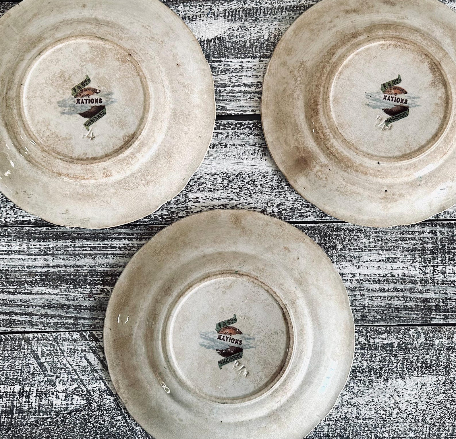 Vintage French Country Plate Set of 3/sarreguemines U and Cie Nations ...