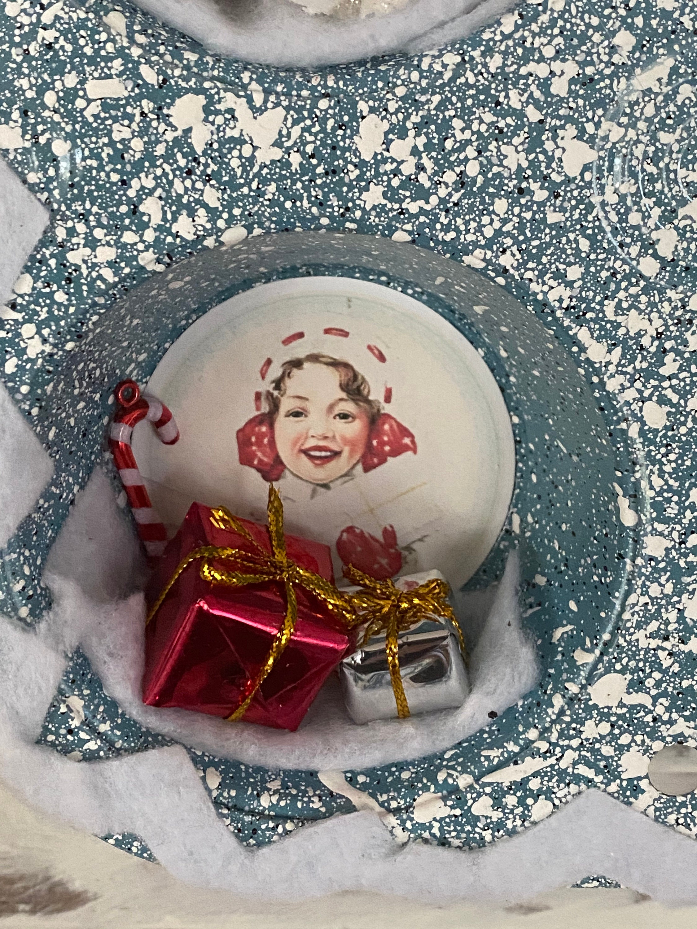 Primitive Merry Christmas Vignette Assemblage Upcycled Muffin Tin "snow ...