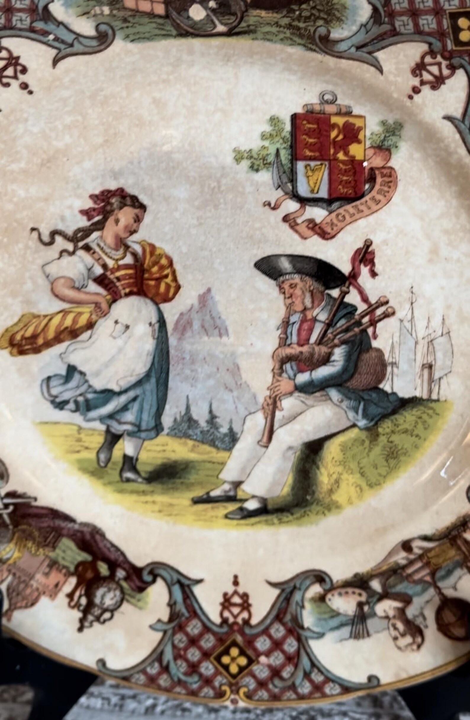 Vintage French Country Plate Set of 3/sarreguemines U and Cie Nations ...
