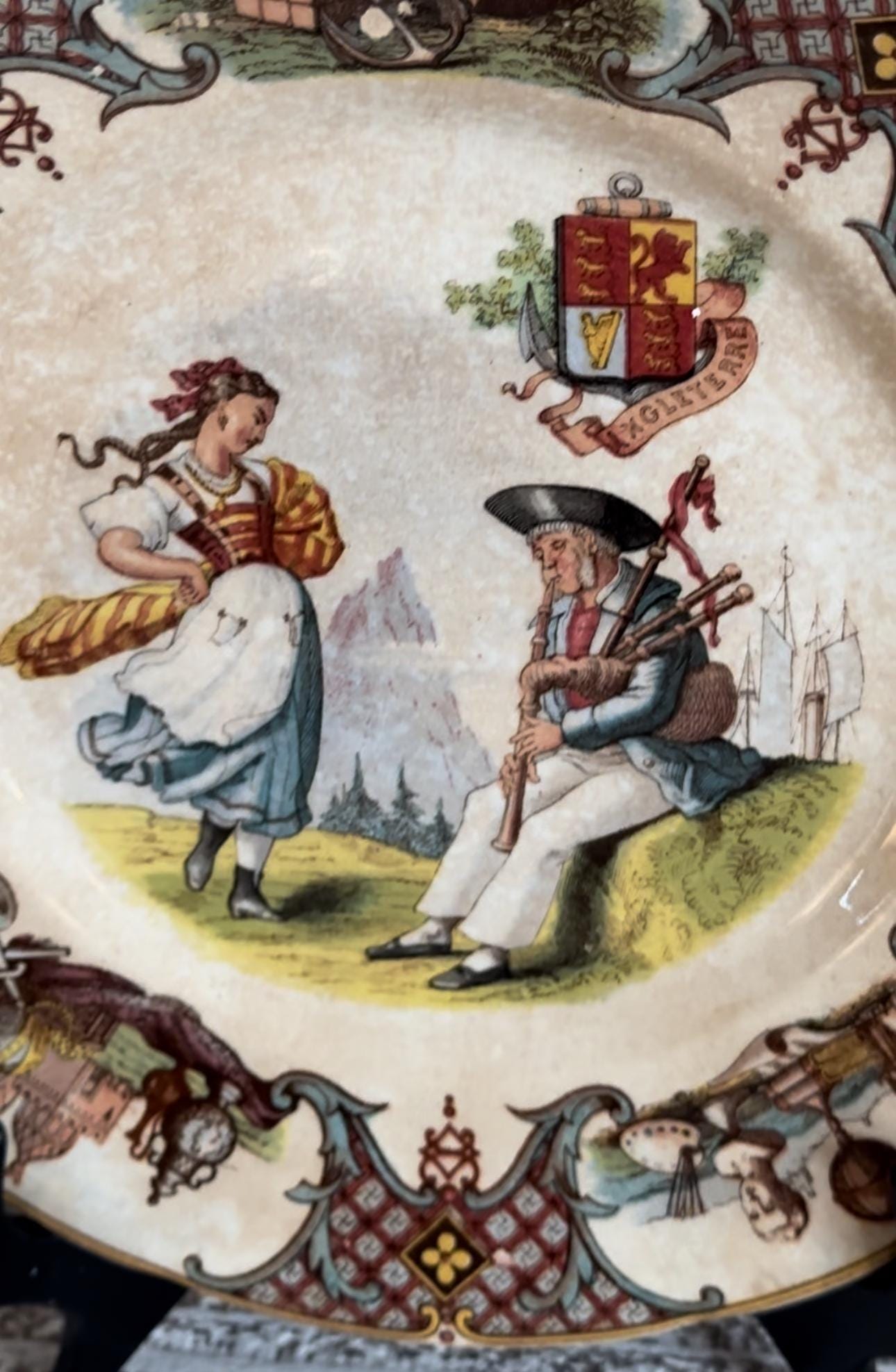 Vintage French Country Plate Set of 3/sarreguemines U and Cie Nations ...