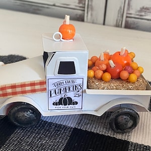 Thanksgiving Fall Harvest Tiered Tray Mini 4.5" Metal Pumpkin Farm ...