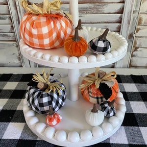 5 Black White Plaid/orange White Plaid/burlap Pumpkin Bundle/ Real ...