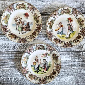 Vintage French Country Plate Set of 3/sarreguemines U and Cie Nations ...