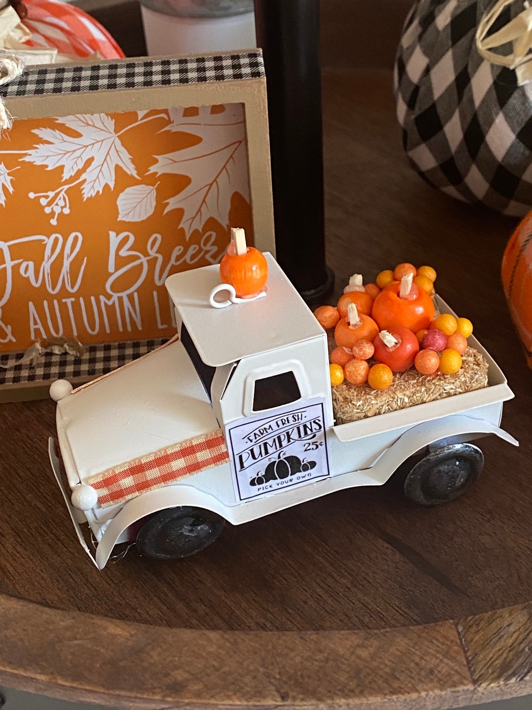 Thanksgiving Fall Harvest Tiered Tray Mini 4.5" Metal Pumpkin Farm ...
