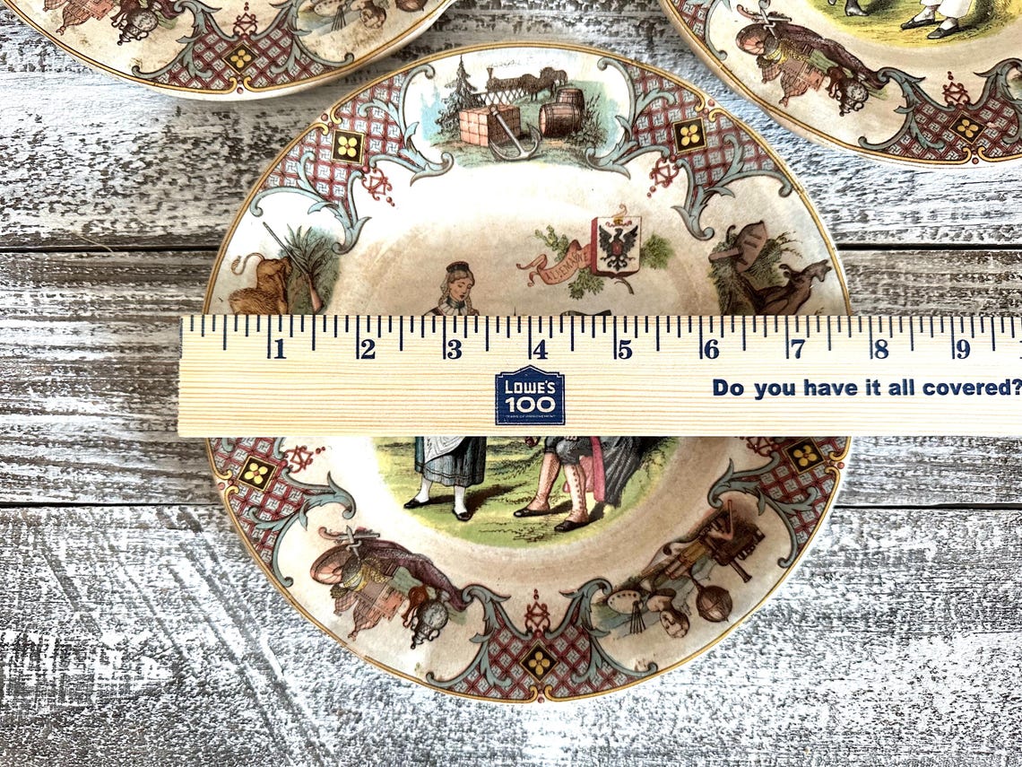 Vintage French Country Plate Set of 3/sarreguemines U and Cie Nations ...