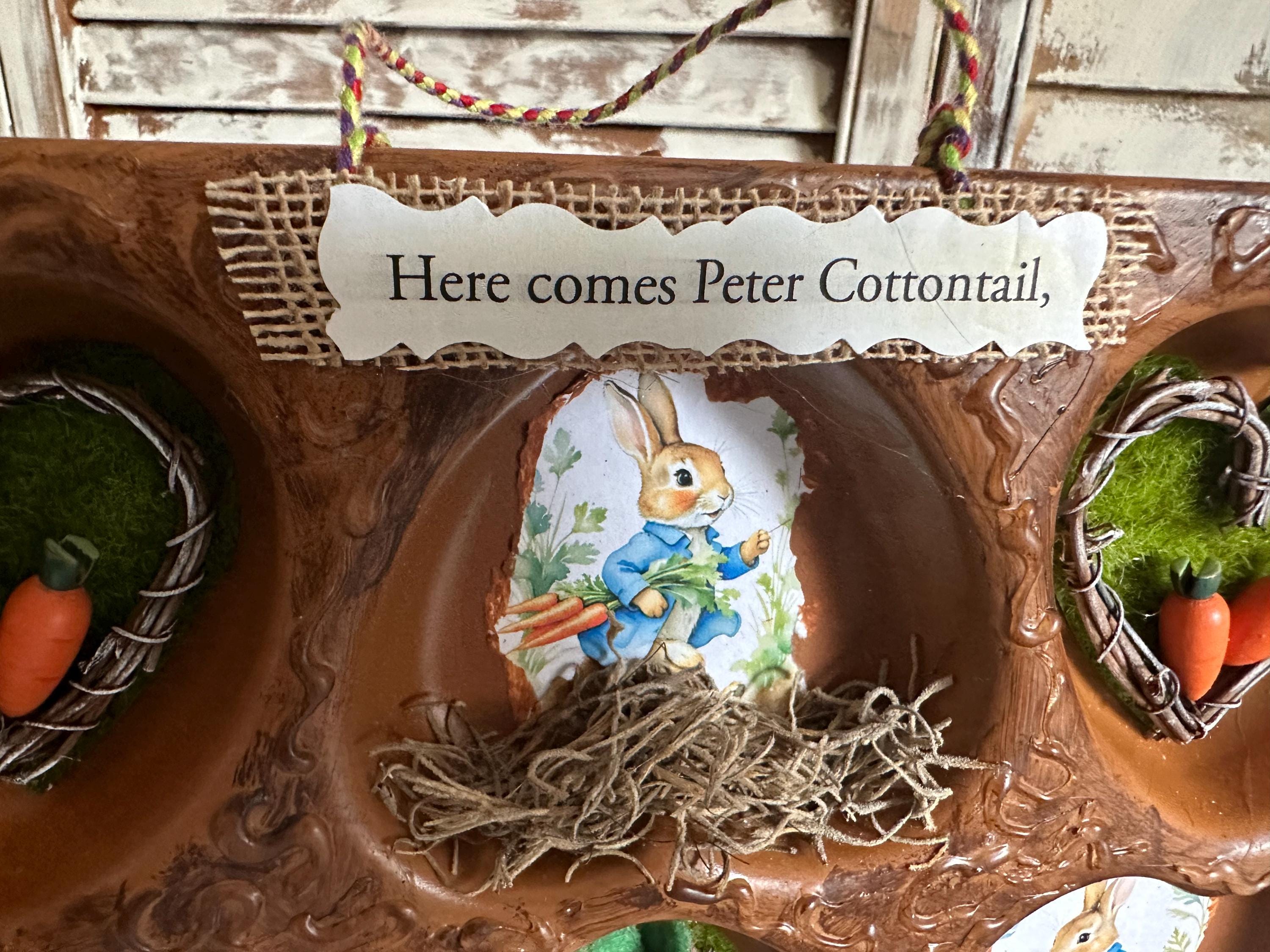 Rustic Grunge Primitive Peter Rabbit Easter Decor/muffin Tin Assemblage ...