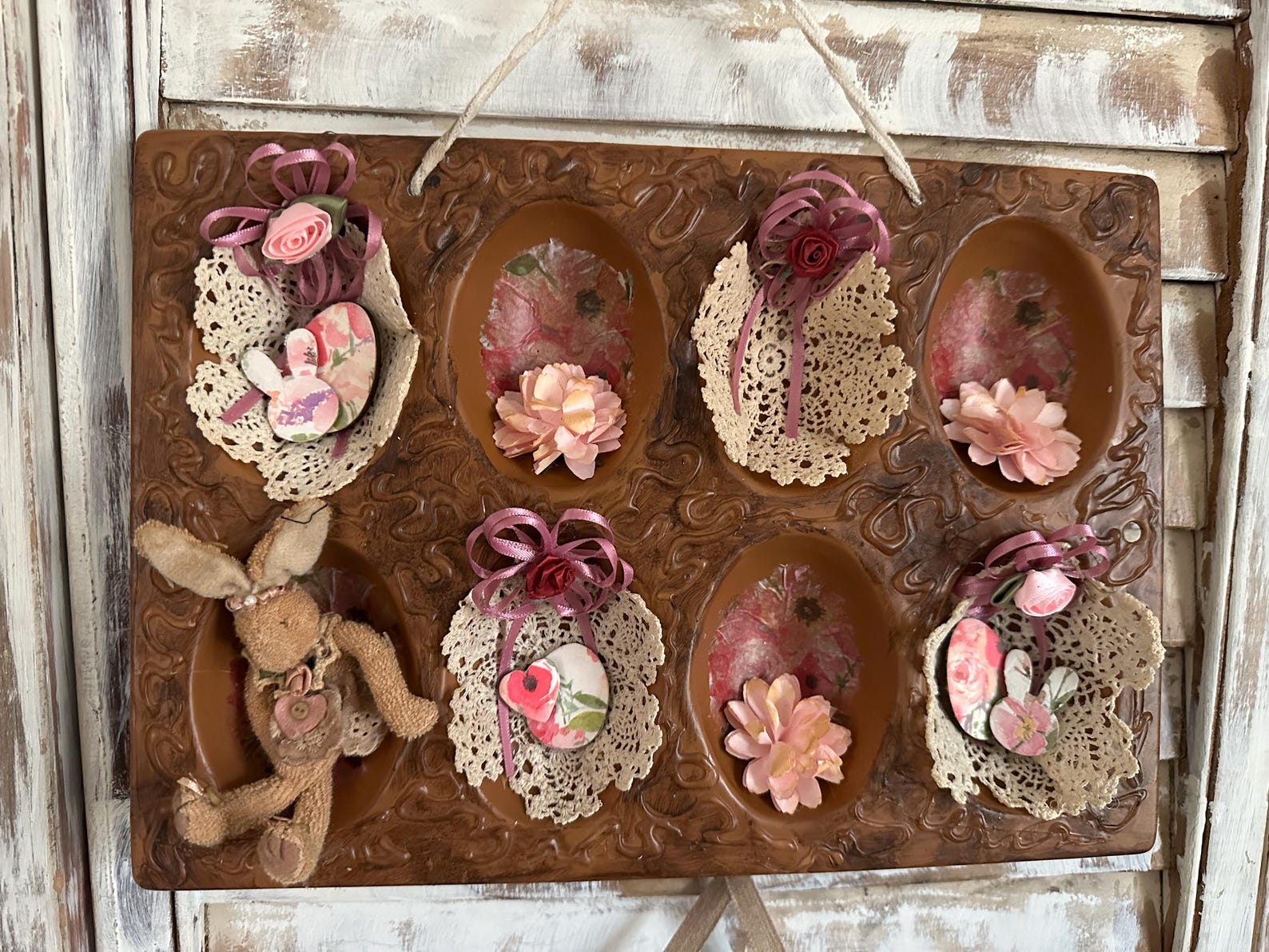 Rustic Grunge Primitive Bunny Rabbit Muffin Tin/spring Easter Decor ...